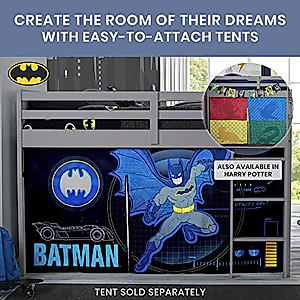 Delta Children Twin Loft Bed with Guardrail and Ladder (Coordinates with Batman, Spider-Man & Harry Potter Tents Sold Separately), Charcoal