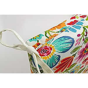 Pillow Perfect Bright Floral Indoor/Outdoor Sofa Setee Bench Swing Cushion with Ties Weather, and Fade Resistant, 18" x 45", Blue/Purple Gregoire