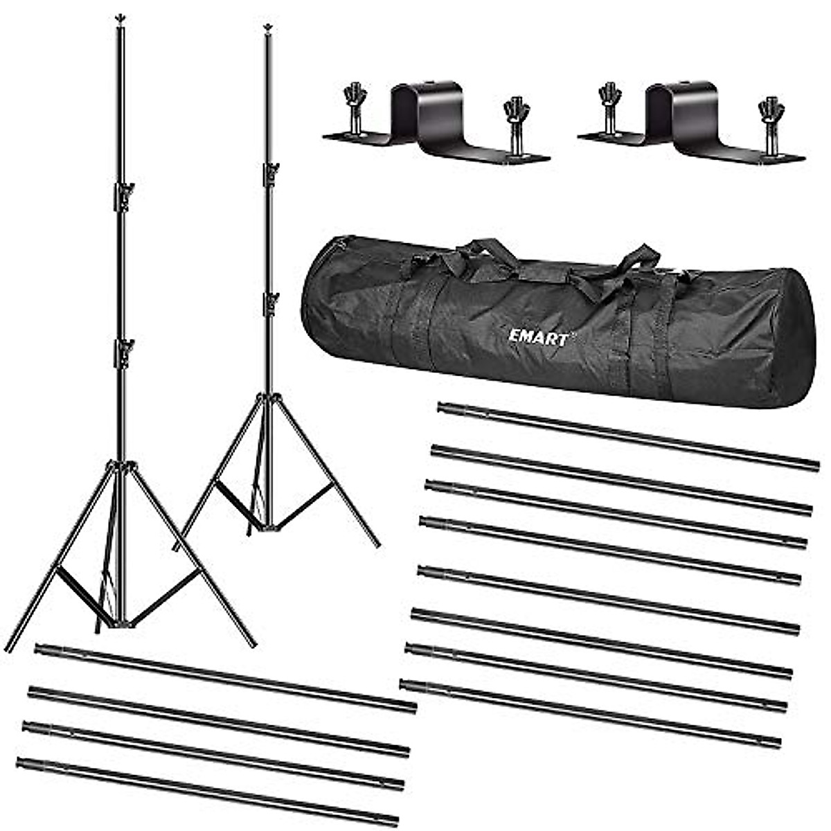 Emart Triple Crossbar 10 ft Wide 8.5 ft Height Backdrop Stand, Photo Video Studio Heavy Duty Adjustable Photography Muslin Background Support System Kit - 3 in 1 Multi Backdrop Stand