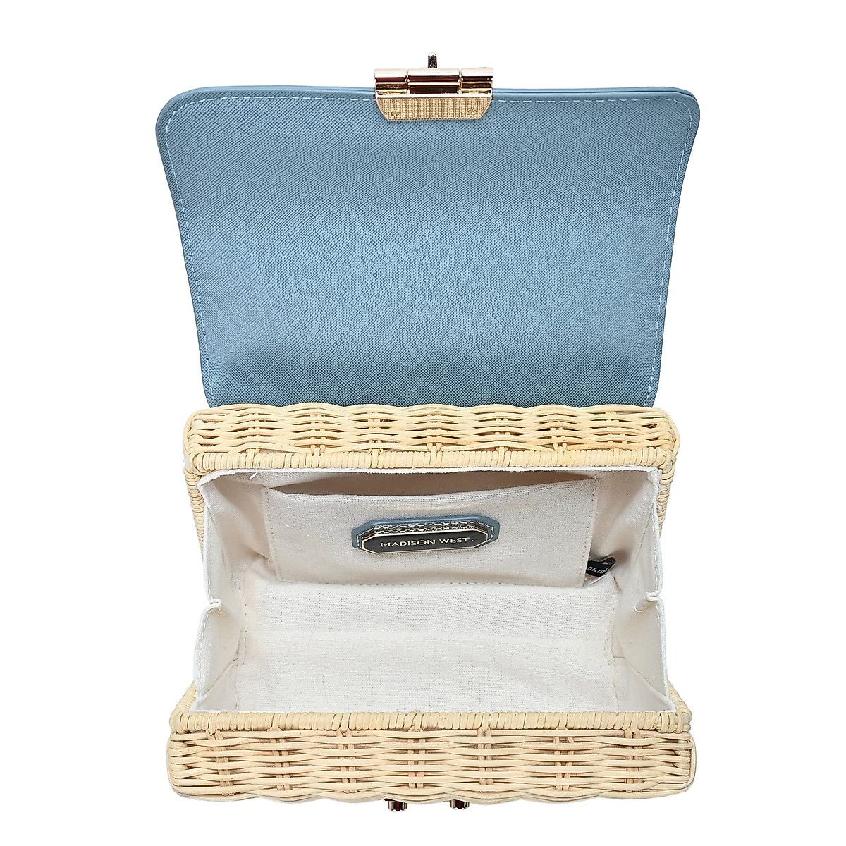 Madison West - The Madeline Crossbody Sunbleached Straw Bag Top Handle Satchel Bag for Women - Bone