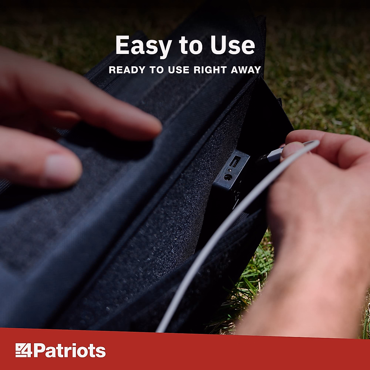 4Patriots: 40-Watt Solar Panel - Compact Portable Power, 4 Foldable Panels, USB Port for Phone & Devices, ECO Solar Energy, Handle for Easy Transport, Solar Charger for Camping, Hiking Or RV Trips