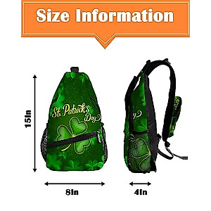 Sling Backpack, St. Patrick's Day Lucky Shamrock Green Waterproof Lightweight Small Sling Bag, Travel Chest Bag Crossbody Shoulder Bag Hiking Daypack for Women Men