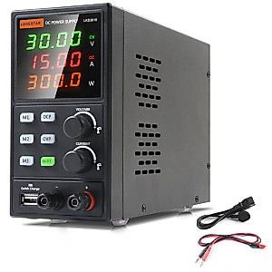 GALOOK DC Power Supply Variable, Bench Power Supply with 3 Memory Storage, Encoder Knob, 4-Digit LED Display, USB Interface Programmable Adjustable Switching Regulated Variable Power Supply(30V 10A)