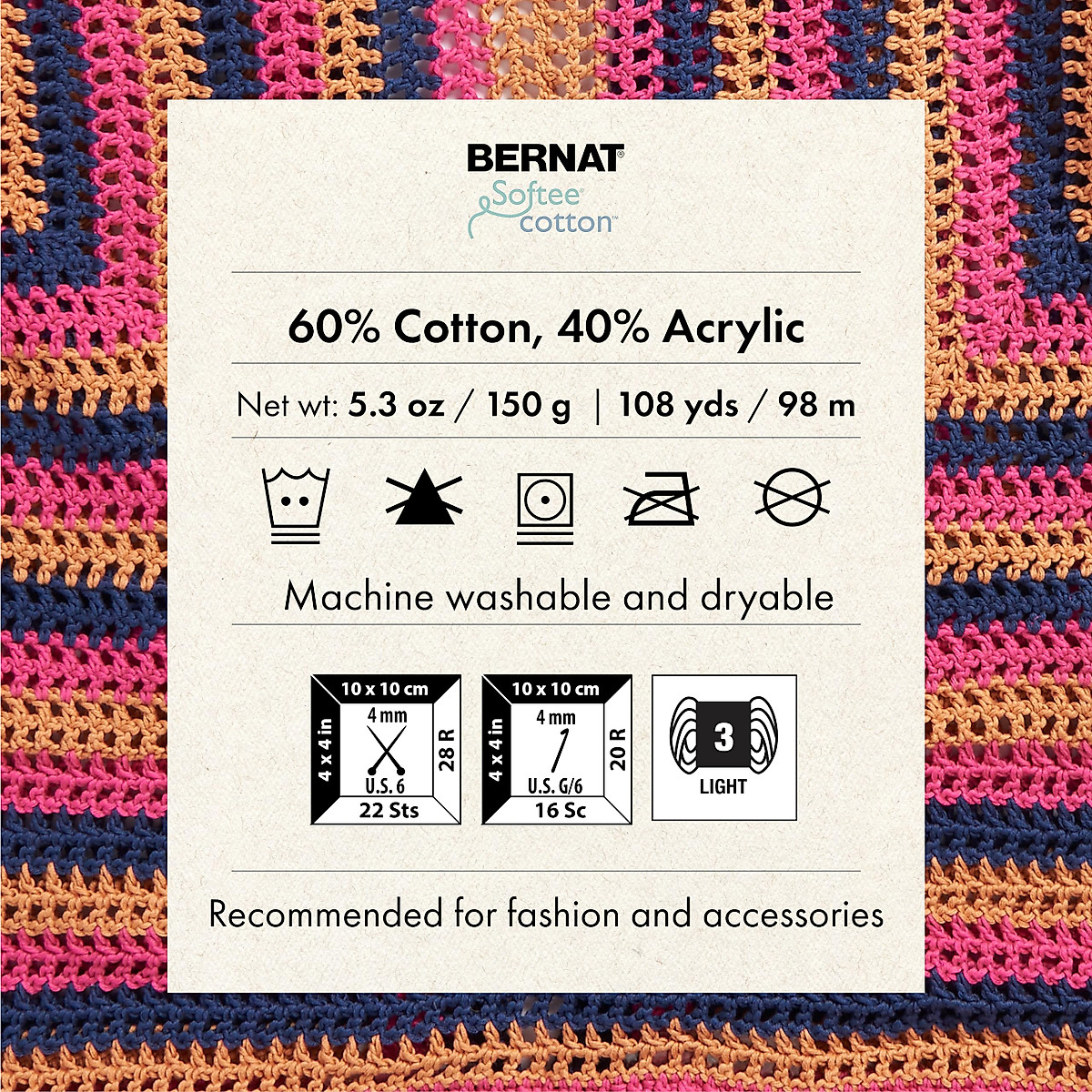 Bernat Softee Cotton Seaside Blue Yarn - 3 Pack of 120g/4.25oz - Nylon - 3 DK (Light) - 254 Yards - Knitting, Crocheting & Crafts