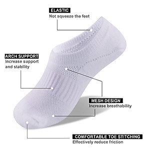 Cozi Foot 10 Pairs Boys Girls No Show Socks Cotton Non Slip Low Cut Socks (Medium, C01-White)
