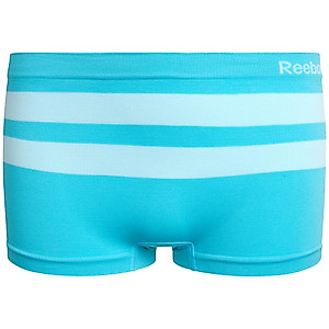 Reebok Girls' Boyshorts Underwear - 5 Pack Soft Seamless Girls Panties Boy Shorts - Breathable Panties for Girls (6-16), Size Medium, Fuchsia Stripes/White/Aqua Stripes/Pink/Sharkskin Stripes