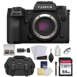 FUJIFILM X-H2 Mirrorless Camera Body | Black + Lens Cap Keeper + Camera Cleaning Kit + Screen Protectors + Memory Card Case + Memory Card Reader + 64GB Memory Card + Digital Camera Case Bundle