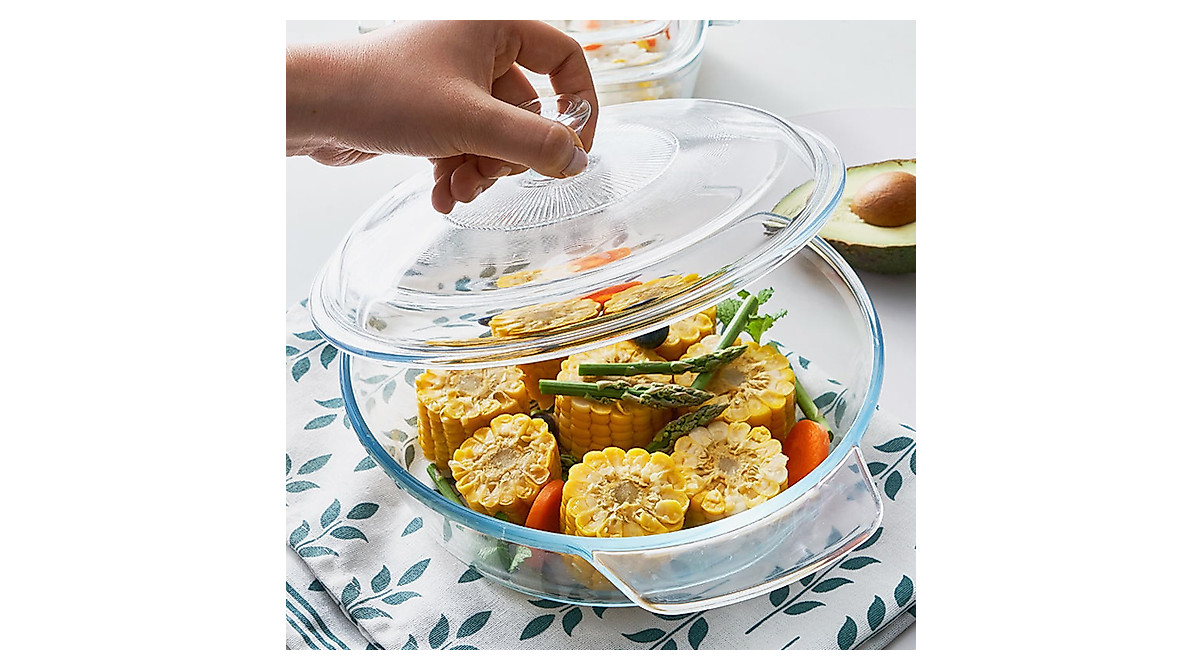 Small Tempered Glass Casserole Dish with Lid | Oven & Microwave Safe