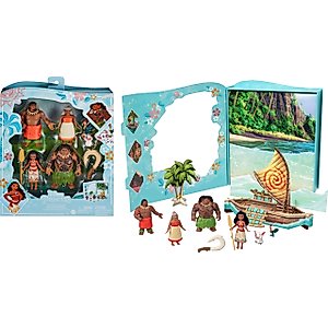 Mattel Disney Princess Moana Small Doll Story Pack with 1 Moana Doll, 5 Character Figures and 1 Accessory from the Movie