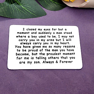 Vadaka Metal Wallet Insert Card Gift From Mom to My Son Inspirational Gift Encouragement Birthday Graduation Wedding Gift Mom to Son Inspirational Card