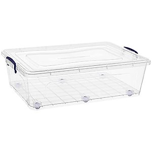 Superio Under Bed Clear Storage Bin with Lid, Stackable Plastic Storage Container with Latch Closure (42 Quart- Under Bed)