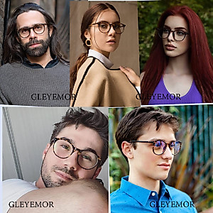 Gleyemor Blue Light Glasses for Men Women, Vintage Round Bluelight Blocking Computer Screen Protection Glasses (Tortoise)