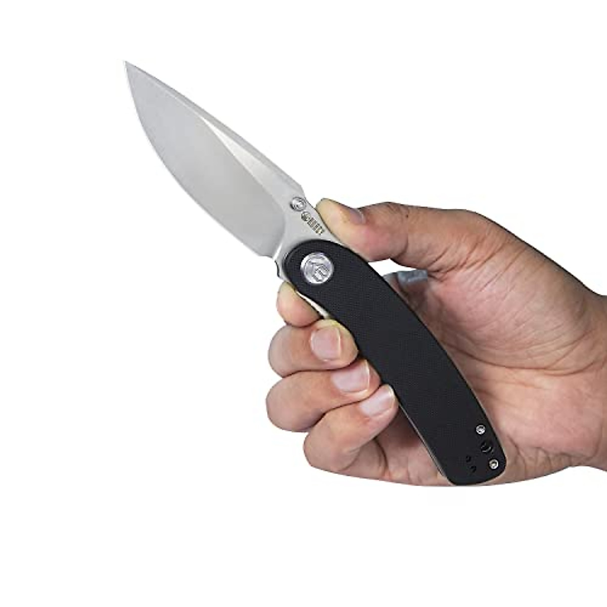 KUBEY Momentum KU344A Everyday Carry Pocket Knife, 3.43-Inch Drop Point Blade G10 Handles with Dual Thumb Studs and Reversible Clip for Outdoor Hunting Camping