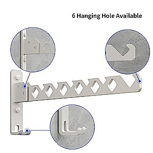 dancrul White Clothes Hanger Rack Wall Mounted Drying Rack Coat Hook Laundry Room Accessories Closet Organizer