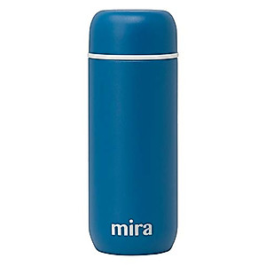 Mira 7 oz Insulated Small Thermos Flask | Kids Vacuum Insulated Water Bottle | Leak Proof & Spill Proof | Blue Denim