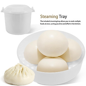 Cabilock Small Rice Cooker Microwave Rice Cooker Rice Steamer: 3L Round Microwave Food Container Microwaveable Rice Pasta Cooker Includes Microwave Rice Steamer for Kitchen Cooking White