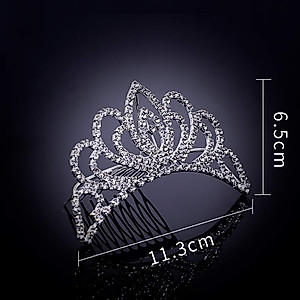Bseash Mini 4.4" Silver Crystal Tiara Crown Headband Princess Elegant Crown with combs pin for Women Girls Bridal Wedding Prom Birthday Party