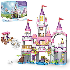 BRICK STORY Dream Girls Princess Castle with Carriage Building Blocks 516 Pieces Pink Castle Toys for Girls 6-12 Years Old Palace Creative STEM Building Toys Gift for Kids Birthday Christmas