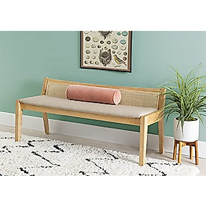 Powell Kasi Beige Rattan Cane Bench with Back, Large, Natural
