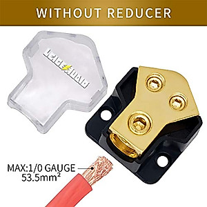 LEIGESAUDIO 0/2/4 Gauge in 4/8 Gauge Out 2 Way Amp Copper Power Distribution Block for Car Audio Splitter (1PACK)