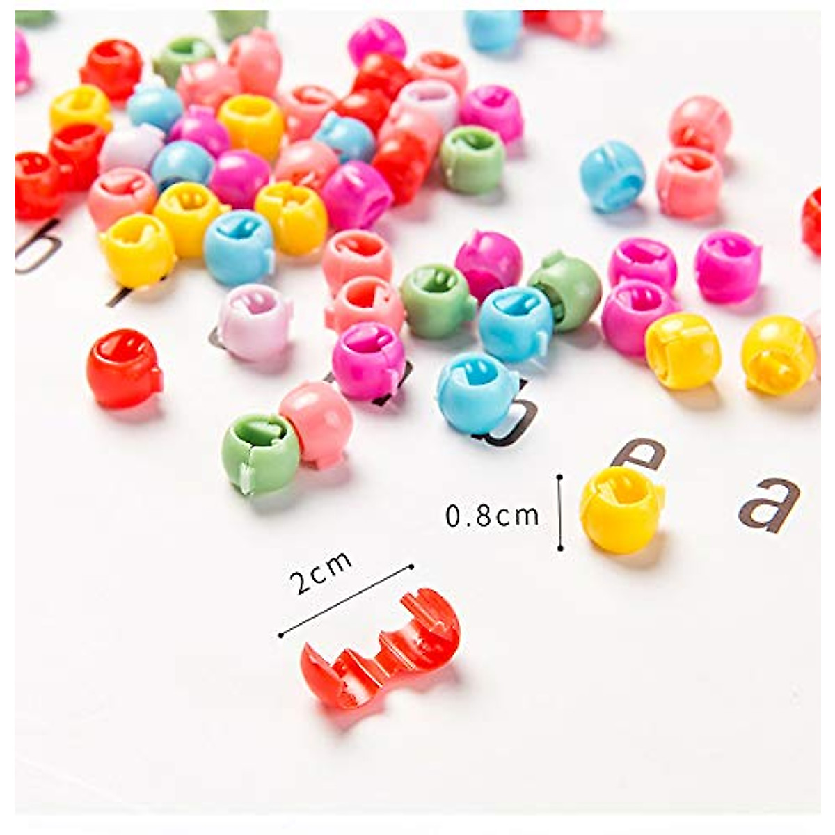Hair Claw Clips Mini Hair Bangs 50 Piece Rainbow Beads Clip For Kids Girls Women Hanmei (Rainbow Opaque Mix)