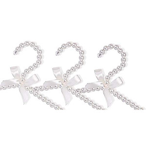 Aimeely Pack of 5 Pearl Clothes Pants Hangers Bowknot Beaded Wedding Home Shop Clothes Rack 1#