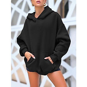 AUTOMET Black Hoodies for Women Oversized Sweatshirts Cute Fleece Long Sleeve Shirts Sweaters Loose Casual Winter Pullover Fall Outfits Y2k Owith Pockets 2023