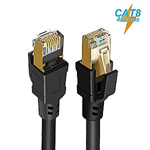 CableCreation Cat8 Ethernet Cable 1.6ft Short, 40Gbps Network Patch Shielded Heavy Duty Cable, 2000MHz SFTP Internet LAN RJ45 High Speed Gaming Cord for PS5 PS4, Xbox, Modem, Router, 0.5M