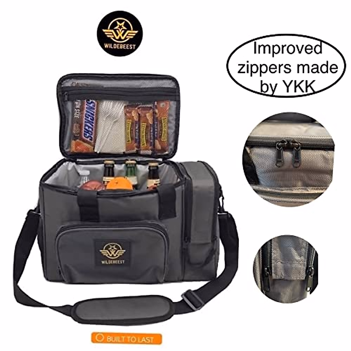 Wildebeest Large Lunch Box Insulated Leakproof Cooler Bag Reusable Lunch Bag for Adult (Grey)