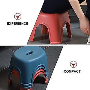 Angoily 1pc Small Bathroom Non Non-Slip Home for Stackable Kitchen Use Footstool Room Baby Potty Toddler Childrens Step Bedroom Non- Anti-Skid Low The Kids Training Skid Feet Red Ottoman