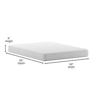 Flash Furniture Jasmine 8 Inch Green Tea Memory Foam Mattress - Charcoal Infused - Supportive Pressure Relief - CertiPUR-US Certified Foam - Queen Mattress in a Box