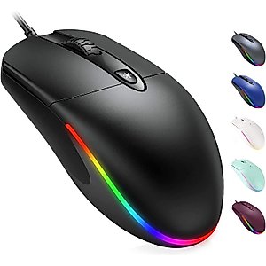 KKUOD Wired Mouse with Ergonomic Design Reduces Hand Fatigue Muscle Strain, Silent USB Computer Mouse, 1600 DPI Office and Home Mice (Black, Wired)
