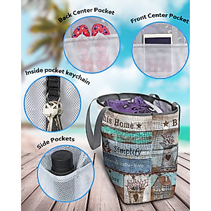 Mesh Beach Tote Bag Western Texas Star 60L Oversize Beach Tote Berries Farmhouse Live Laugh Love Toy Tote Grocery Storage Net Swim Bag with Pockets Foldable Lightweight for Beach Pool 24"x18"x8"