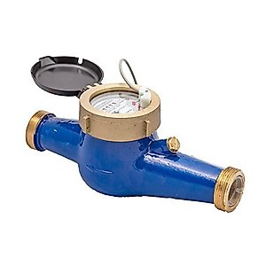 PRM 1-1/2 Inch NPT Multi Jet Water Meter with Pulse Output, Brass Body - Not for Potable Water