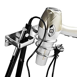 Kepfire Aluminum Bathroom Hair Dryer Holder Kitchen Hanging Rack Beauty Care Tools Wall Mount Styling Organizer Storage Basket - Silver