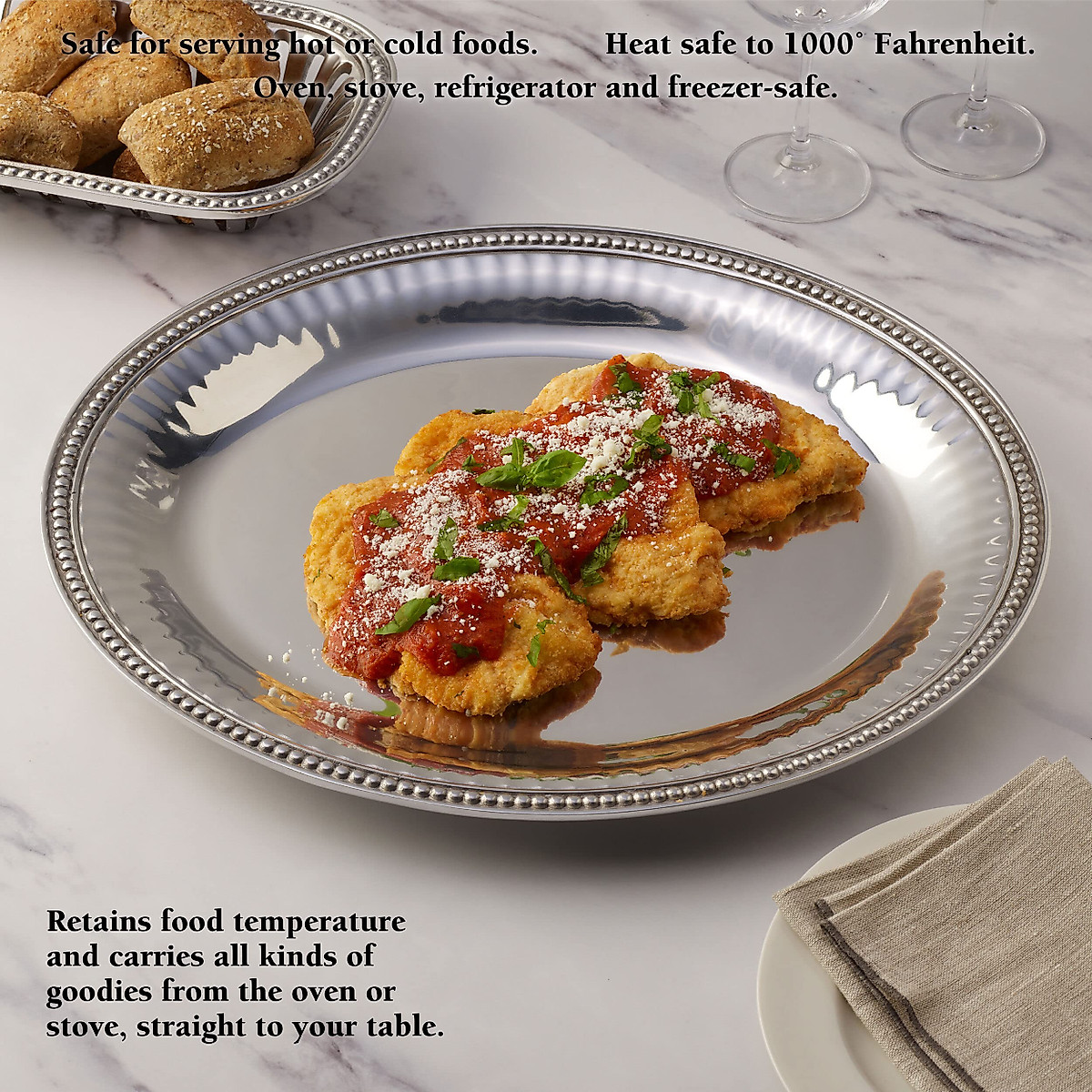 Wilton Armetale Flutes and Pearls Medium Round Serving Tray, 13.5-Inch