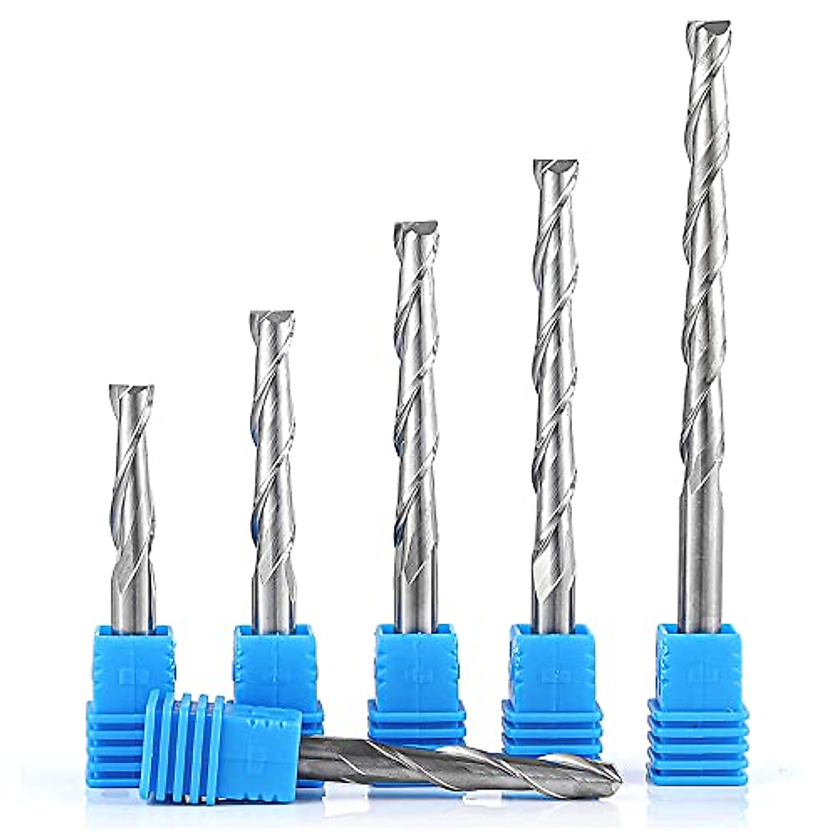 CNC Carbide End Mills 1/8" Router Bits Sprial CNC Router Bits Two Flute 3.175mm Spiral Upcut Milling Cutter for Wood PVC MDF Hardwood 10pcs (3.175x25x45mm)