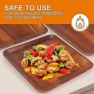 10 Inch Best Square Acacia Wood Dinner Plates Set of 2 Decorative Wooden Serving Platter for Food Fruit Tray Appetizer Dessert Salad Plates Charger Plates Charcuterie Boards