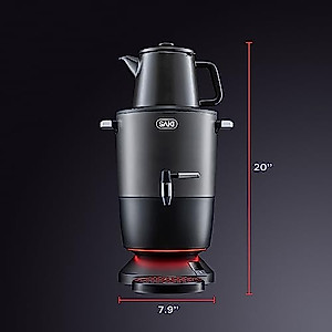SAKI Chaiovar Electric Samovar - 4L Stainless Steel Electric Tea Maker, Temperature Display, Large Ceramic Teapot, Boil Dry & Auto Shut Off, Best for Persian, Russian, and Turkish Tea - Space Grey