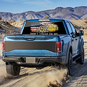 WILDLAVIE Truck Rear Window Decal Wrap Size 58" x 18" American Don't Tread On Me Gadsden Flag Graphic Perforated Vinyl Sticker Patriotic Decoration Fit Most Pickup Trucks SUV