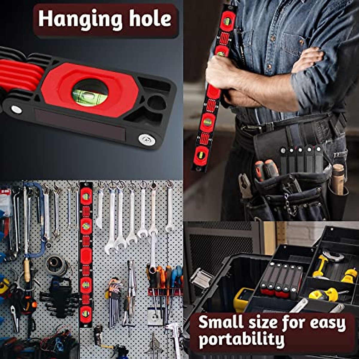 Multi-Function Foldable Level Measuring Tool,24 Inch Magnetic Level Tool with 4 Easy to Read Level Bubbles,Precise Leveling Tool for Carpenters,Woodworkers,Fabricators