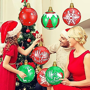 Jetec 12 Pcs 9 Inch Inflatable Christmas Ball Giant PVC Christmas Ball Ornaments Large Christmas Ball Outdoor Christmas Blow up Yard Decorations for Holiday Pool Lawn Tree Party Decor (Novel Style)