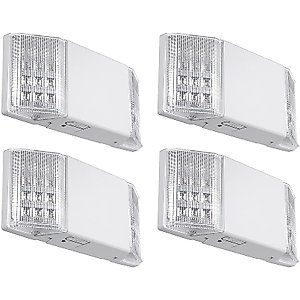 TORCHSTAR LED Emergency Lighting, Commercial Emergency Lights with Battery Backup, UL Listed, Two Heads, AC 120/277V, Hardwired Emergency Exit Light Fixture for Business, Home Power Failure, Pack of 4