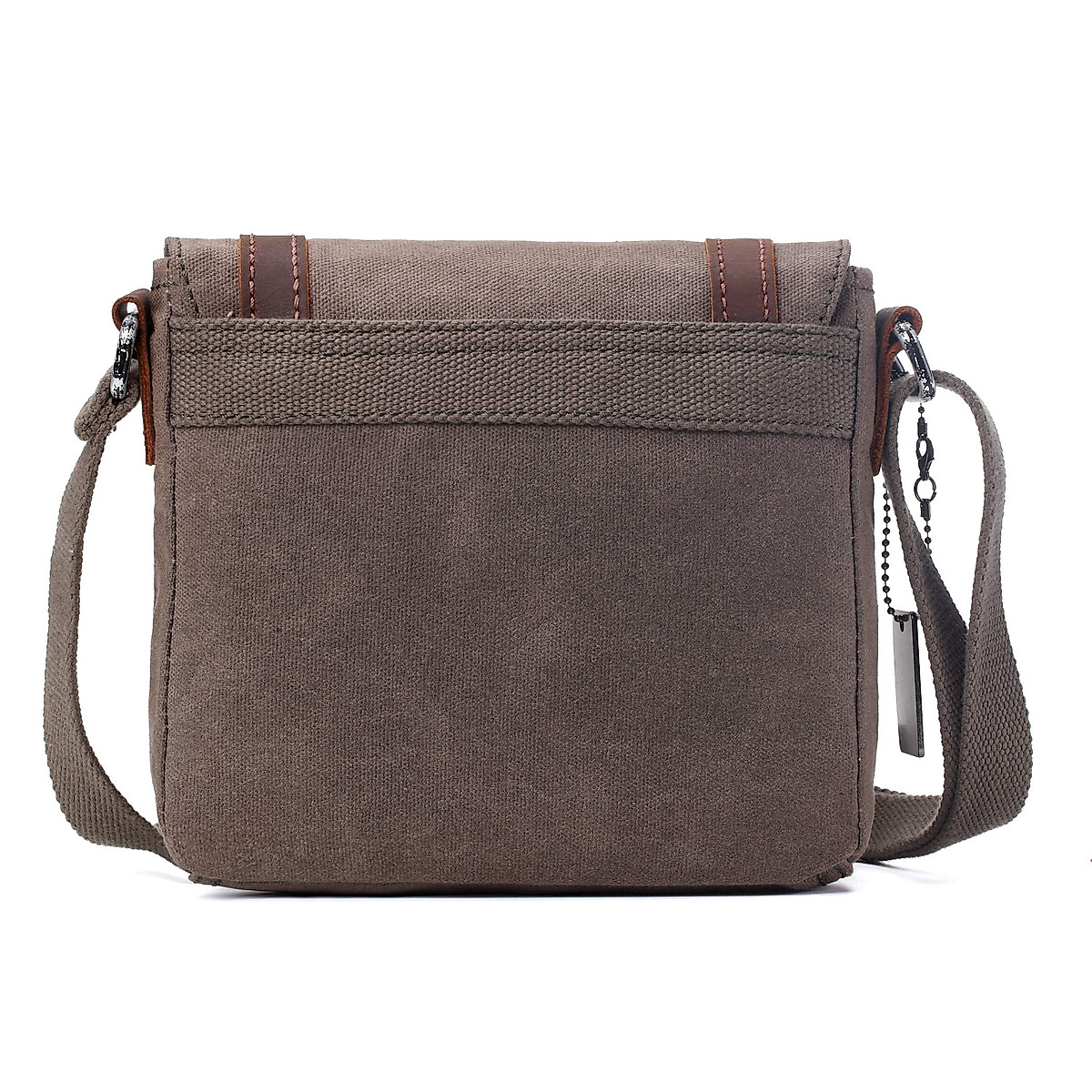 Troop London Heritage Canvas Leather Shoulder Bag, Across Body Bag, Smart Small Travel Bag TRP0428 (Olive)