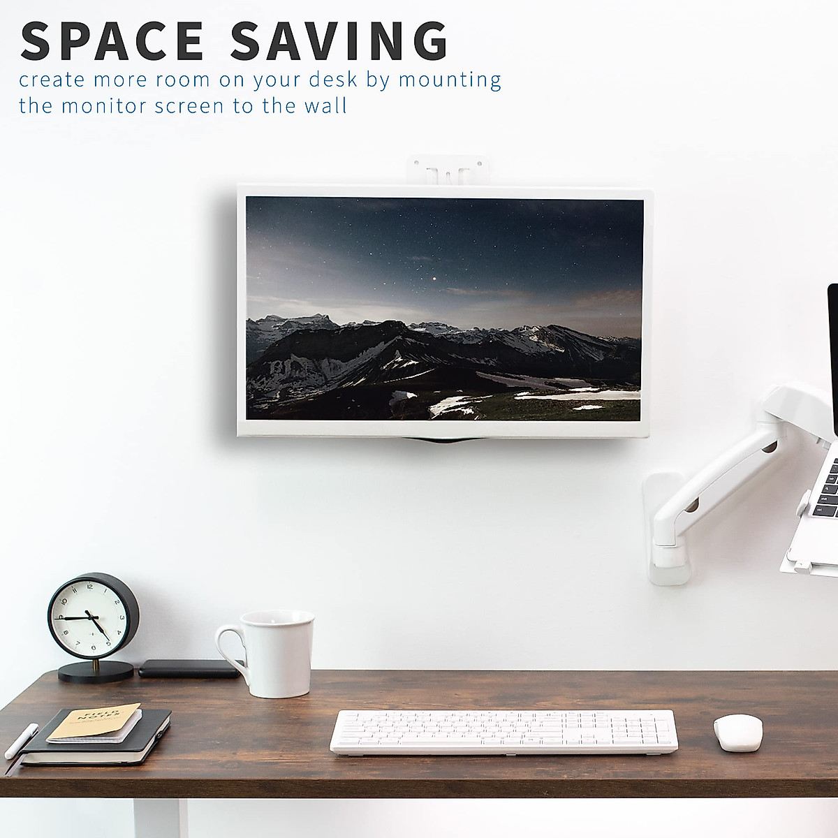 VIVO Height Adjustable 17 to 32 inch Single Monitor Articulating Wall Mount for Standing Workstations, Fits 1 Screen with Max VESA 100x100mm, White, MOUNT-VW01AW