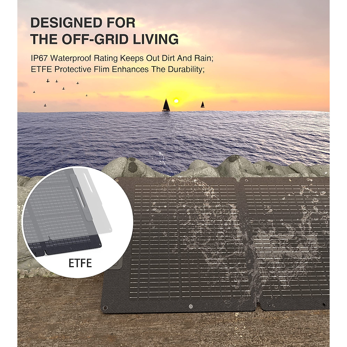 200W Portable Solar Panel, Ultra-Light(11.9 lb) Flexible Foldable Solar Panel Kit with MC-4 for Power Station, Waterproof IP67, 23% High-Efficiency Solar Charger for Outdoor Camping RV Boat Off-Grid