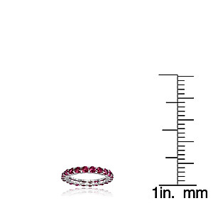 Ice Gems Sterling Silver Created Ruby 3mm Round-cut Eternity Band Ring, Size 10