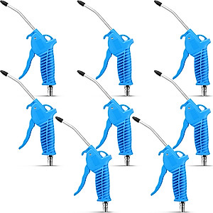 Gisafai 8 Pcs Air Nozzle Blower Gun Blue Air Blow Gun with Rubber Tip High Flow Air Blower Gun for Compressor Air Blow Tools for Home Car Garage Store Industrial Clean Detail