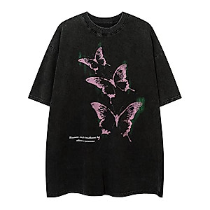 Aelfric Eden Butterfly Graphic Tees Y2k Mens Oversized T Shirts Women Vintage Streetwear Shirts Aesthetic Shirts