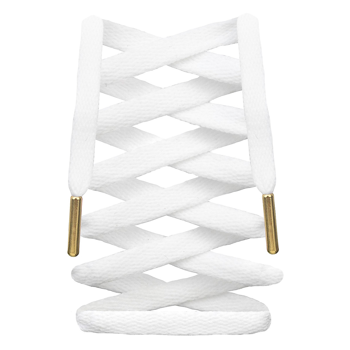 LitLaces - Premium Flat Cotton Shoe Laces Replacement for Air Jordan, Nike Dunk, Air Force 1, Converse, & Casual Shoes (White/Gold, 63")